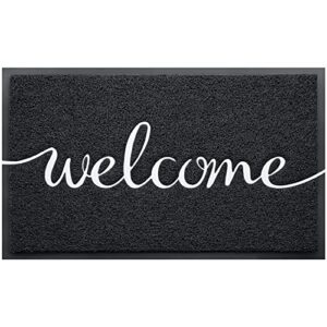 cozybounty black door mat durable welcome mats outdoor indoor non-slip doormat for entryway low-profile floor mat for yard, garage, high traffic areas (30"x17.5", black)