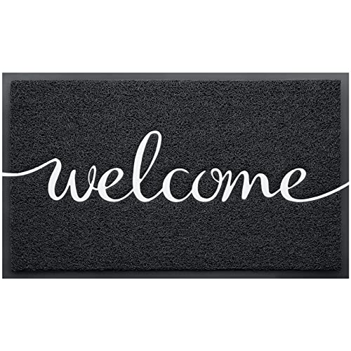 CozyBounty Black Door Mat Durable Welcome Mats Outdoor Indoor Non-Slip Doormat for Entryway Low-Profile Floor Mat for Yard, Garage, High Traffic Areas (30"x17.5", Black)