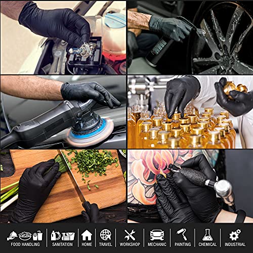 Dura-Gold HD Black Nitrile Disposable Gloves, Box of 100, Size Large, 6 Mil - Latex Free, Powder Free, Textured Grip, Food Safe