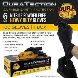 Dura-Gold HD Black Nitrile Disposable Gloves, Box of 100, Size Large, 6 Mil - Latex Free, Powder Free, Textured Grip, Food Safe