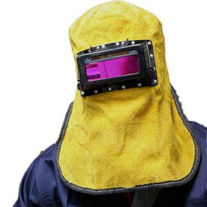 solar auto darkening filter lens welder leather hood welding helmet mask new