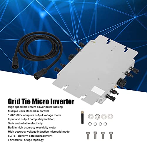 WVC-2400 MPPT Solar Grid Tie Micro Inverter 4 x 750W 22‑60V Input 85V‑263V Output WiFi Solar Microinverter Aluminum Alloy Solar Inverter Power Converter APP Monitoring