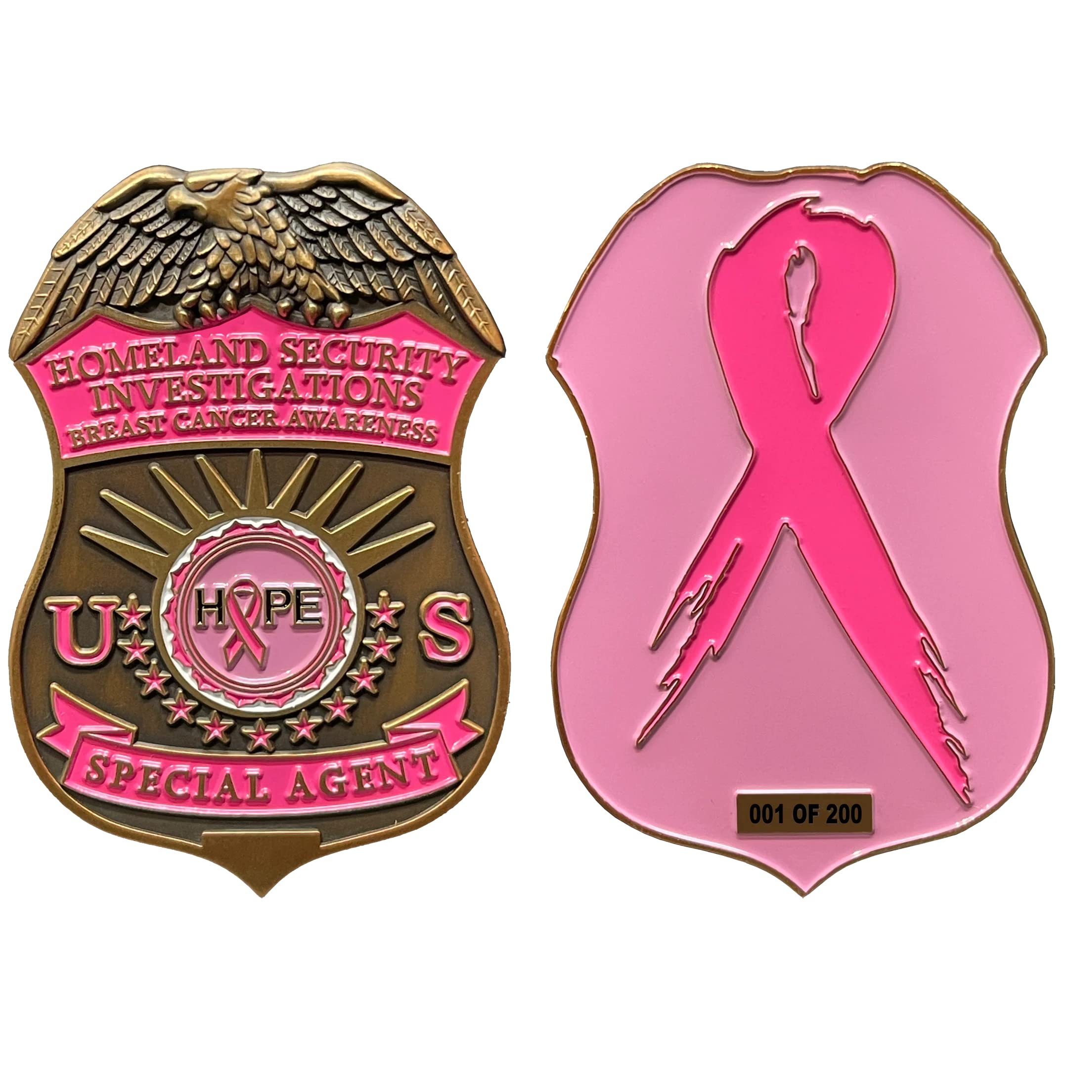 BL2-010A Thin Pink Line HSI Special Agent Breast Cancer Awareness Month Challenge Coin.