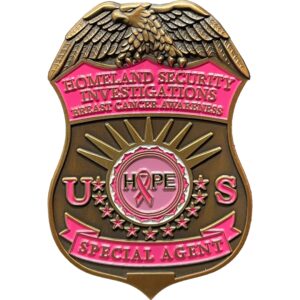 BL2-010A Thin Pink Line HSI Special Agent Breast Cancer Awareness Month Challenge Coin.