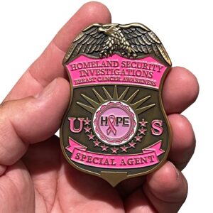 BL2-010A Thin Pink Line HSI Special Agent Breast Cancer Awareness Month Challenge Coin.