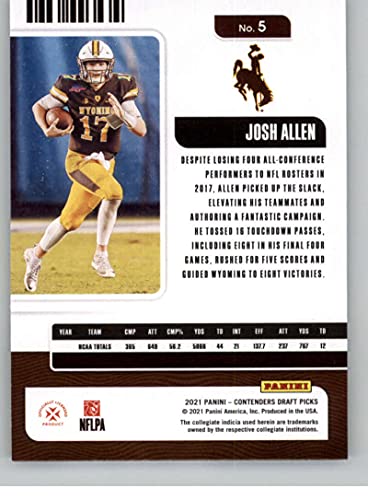 2021 Panini Contenders Draft Season Ticket #5 Josh Allen Wyoming Cowboys Football Trading Card