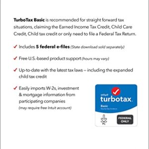 [Old Version] Intuit TurboTax Basic 2021, Federal Only Tax Return [PC Download]