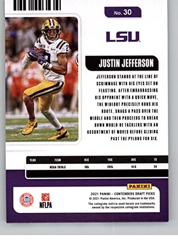 2021 Panini Contenders Draft Season Ticket #30 Justin Jefferson LSU Tigers Football Trading Card