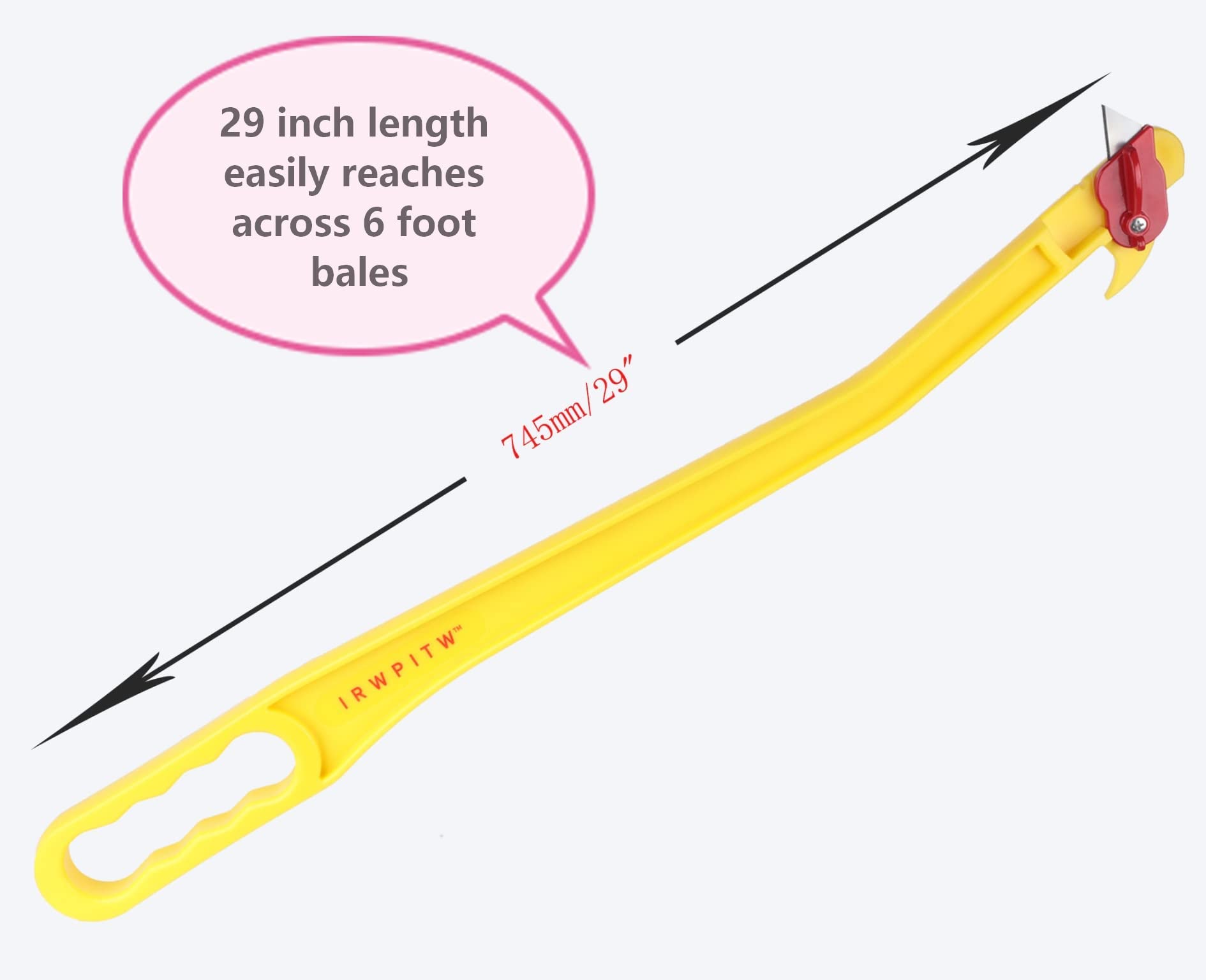 IRWPITW Hayknife, 29" Hay Knife Tool, Net Wrap Cutter, Open the Round Hay Bale, Big Straw Bail, Cutting Twine String, Cut Feed Bag Mesh, Livestock Farmer Knife for Horse Cow Goat Sheep Cattle Farm