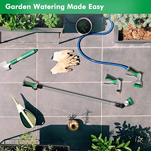 RESTMO 36”-60” (3ft-5ft) Metal Watering Wand, Long Telescopic Tube | 180° Adjustable Ratcheting Head | 7 Spray Patterns | Flow Control, Perfect Garden Hose Sprayer to Water Hanging Baskets, Shrubs