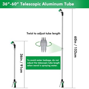 RESTMO 36”-60” (3ft-5ft) Metal Watering Wand, Long Telescopic Tube | 180° Adjustable Ratcheting Head | 7 Spray Patterns | Flow Control, Perfect Garden Hose Sprayer to Water Hanging Baskets, Shrubs