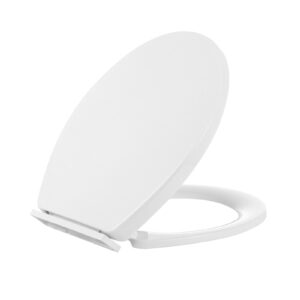 miibox removable round bowl white toilet seat, with nonslip grip-tight never loosen bumpers prevent shifting, no slamming slow and quiet-close seat cover, quick release hinges for easy cleaning