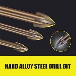 10PCS Efficient Universal Drilling Tool,Multi-Function Triangle Cross Alloy Drill Bit Tip Tools,Concrete Carbide Drill Tap Bit Set Suitable for Glass, Ceramic Tile Wall, and Wood (3mm-12mm)