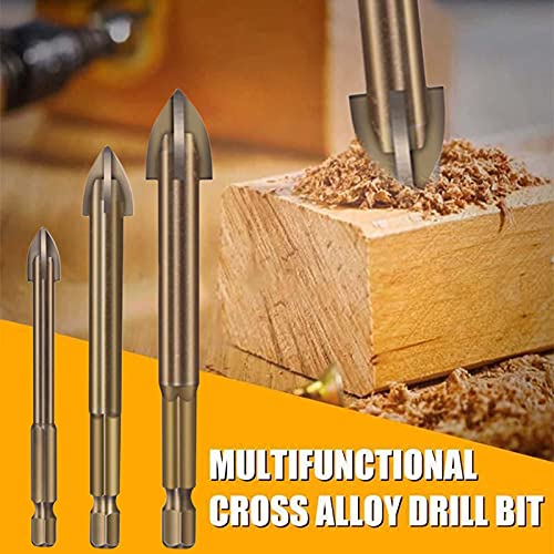 10PCS Efficient Universal Drilling Tool,Multi-Function Triangle Cross Alloy Drill Bit Tip Tools,Concrete Carbide Drill Tap Bit Set Suitable for Glass, Ceramic Tile Wall, and Wood (3mm-12mm)