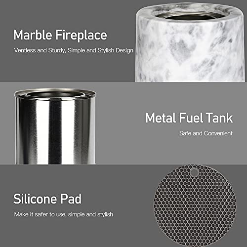 Tabletop Fire Pit, Portable Indoor Outdoor Marble Alcohol Fireplace, Fire Bowl Clean Burning Bio Ethanol Ventless Fireplace, Mini Fire Pit Clean Burning Real Flame for Patio Balcony