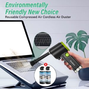 DOROBEEN Compressed Air Duster, Cordless Handheld Air Blower, Stepless Speed, 41000RPM, Portable Rechargeable Built-in Battery, Electric Air Duster for Computer Keyboard Electronics Cleaning