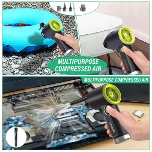 DOROBEEN Compressed Air Duster, Cordless Handheld Air Blower, Stepless Speed, 41000RPM, Portable Rechargeable Built-in Battery, Electric Air Duster for Computer Keyboard Electronics Cleaning