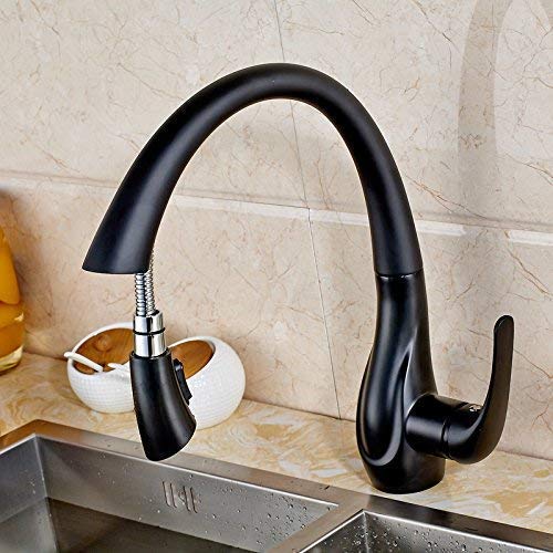 WHLMYH Sink Tap，Kitchen Bathroom Sink Tap，Deck Mounted Spout Kitchen Faucet Spout Kitchen Single Hole Kitchen Mixer Faucet Sprayer Kitchen Faucets - Rose Gold/Black Color