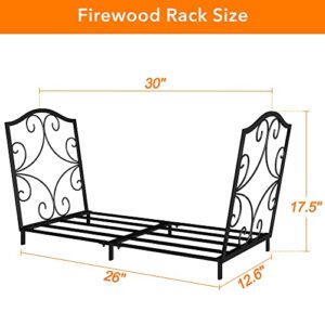 IDEALHOUSE Fireplace Decorative Firewood Rack 30 Inch Iron Indoor/Outdoor Firewood Storage Rack Log Stand Stacker Holder Wood Rack for Firewood (L)