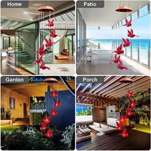 Cardinal Wind Chimes, Cardinal Bird Wind Chimes, Solar Powered Chime Light, Wind Chimes for Loss of Love, Hummingbird Decor for Patio, Deck, Yard, Garden, Home