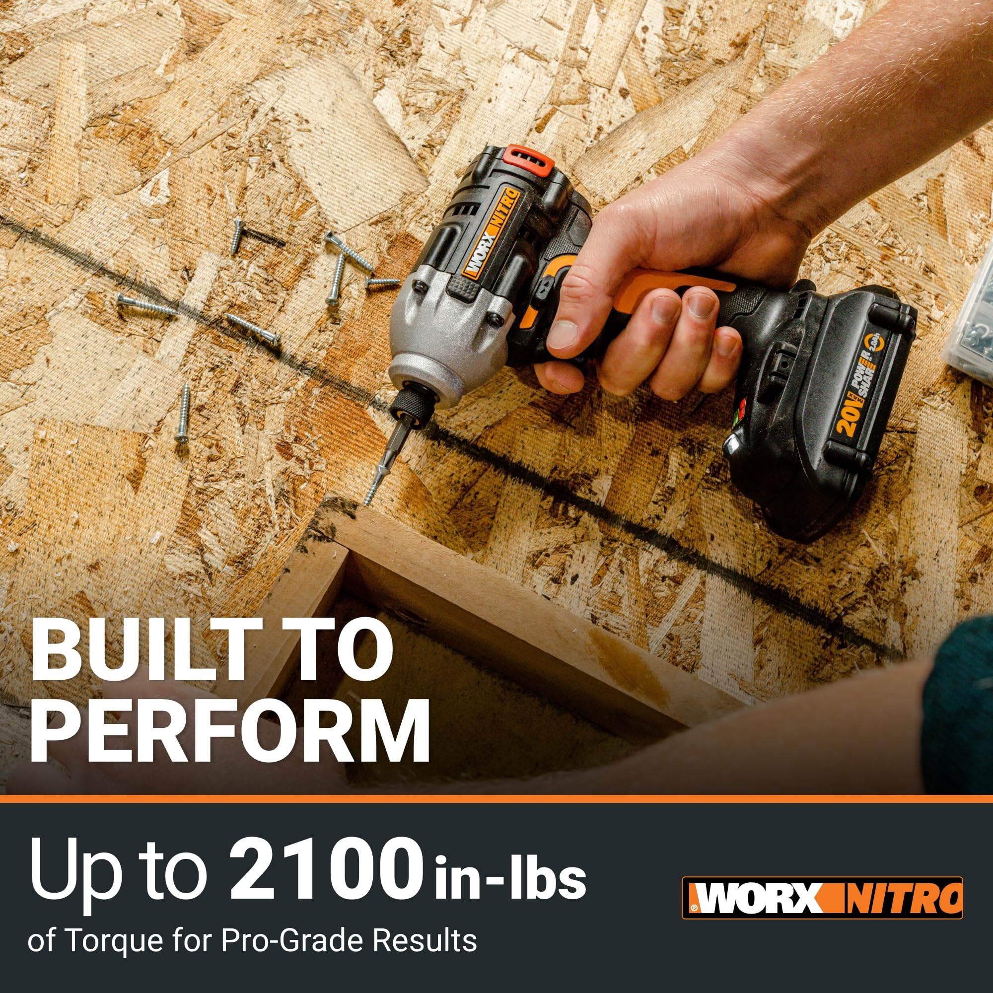 Worx Nitro 20V Brushless 1/2" Hammer Drill Cordless and 1/4" Cordless Impact Driver Combo Kit, Cordless Drill Set with Storage Bag Power Share Compatible WX971L – (Batteries & Charger Included)