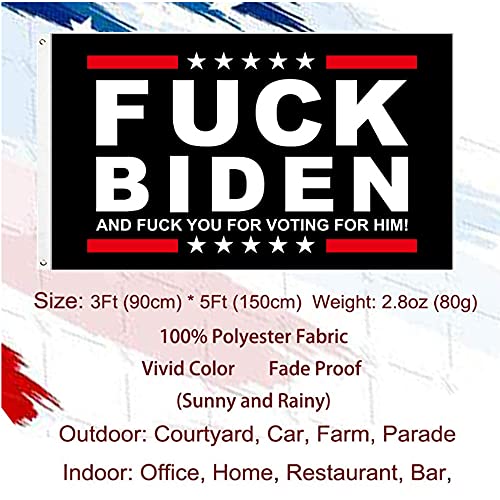 Osgow Fuck Biden Flag, 3x5 Ft Fuck FK Biden Flags, Outdoor Pop American Flags, 100% Polyester Fabric with Brass Grommets, Vivid Color and Fade Proof, Fly Your US Flag in Outdoor, Car, Farm, Room