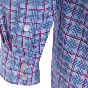 TICOMELA FR Shirt for Men Flame Resistant Shirts 6.5oz Light Weight Blue/Red Plaid Men's Fire Retardant Snap Shirts