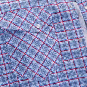 TICOMELA FR Shirt for Men Flame Resistant Shirts 6.5oz Light Weight Blue/Red Plaid Men's Fire Retardant Snap Shirts