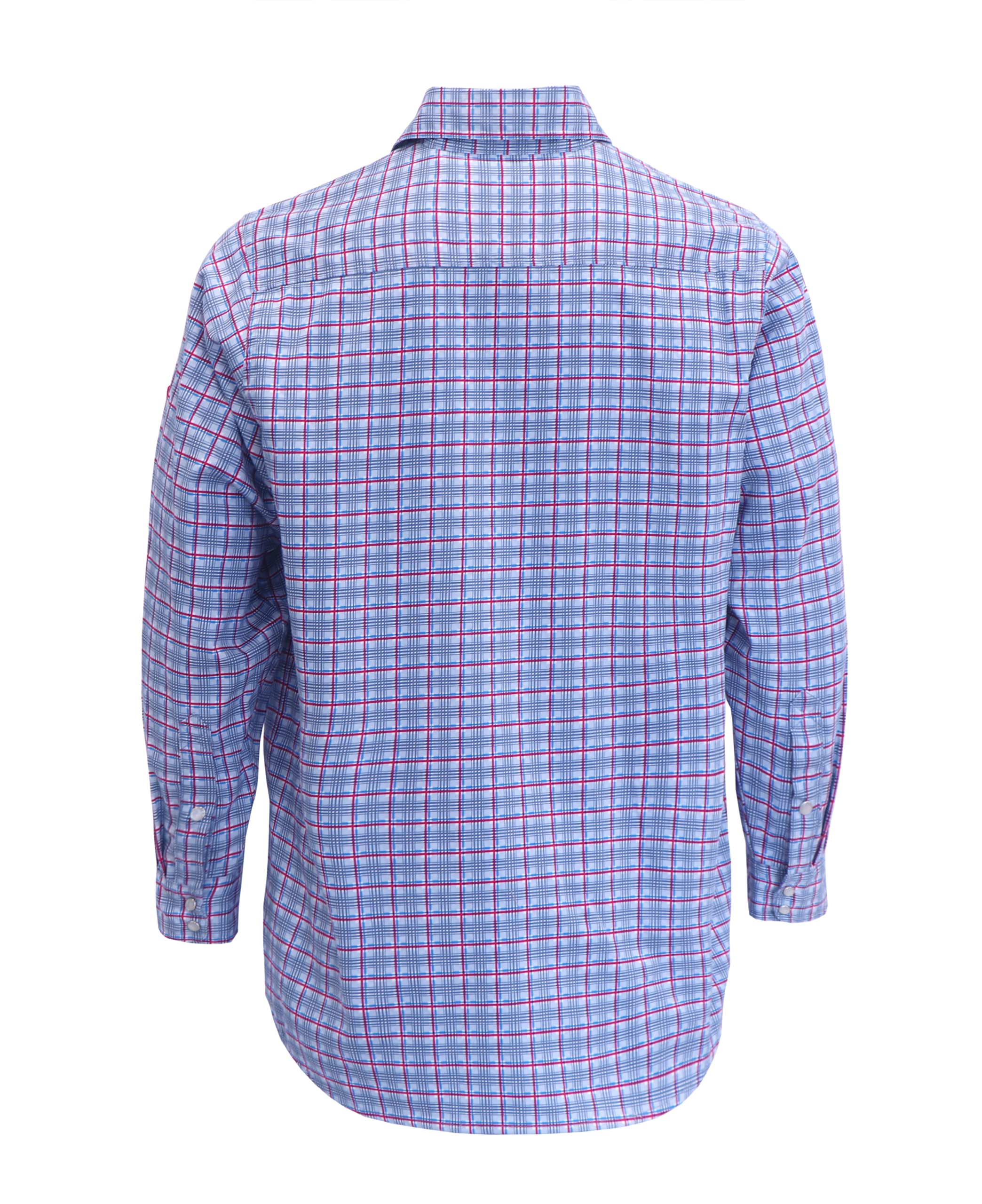 TICOMELA FR Shirt for Men Flame Resistant Shirts 6.5oz Light Weight Blue/Red Plaid Men's Fire Retardant Snap Shirts