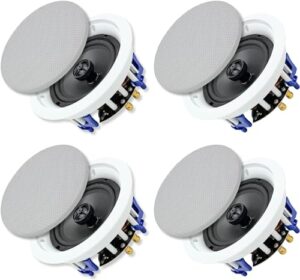 herdio 6.5 inch 640 watts ceiling speakers 2 way flush mount passive perfect for office,kitchen,living room,bathroom(4 speakers)