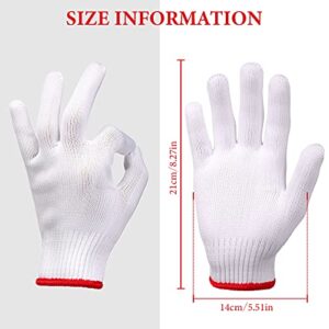 Hicarer 24 Pairs White Cotton Work Gloves Hand Knit Working Gloves Protection Gloves for BBQ Thicken Liners Gloves Industry String Safety Grip Protection Soft Gloves for Cut Repair Mechanic Gardening