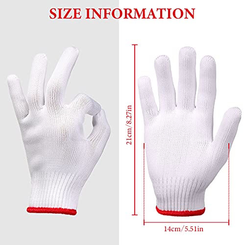 Hicarer 24 Pairs White Cotton Work Gloves Hand Knit Working Gloves Protection Gloves for BBQ Thicken Liners Gloves Industry String Safety Grip Protection Soft Gloves for Cut Repair Mechanic Gardening