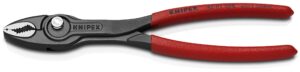 knipex twingrip atramentized front multi-grip pliers 200 mm 82 01 200 black plastic coated anti-slip