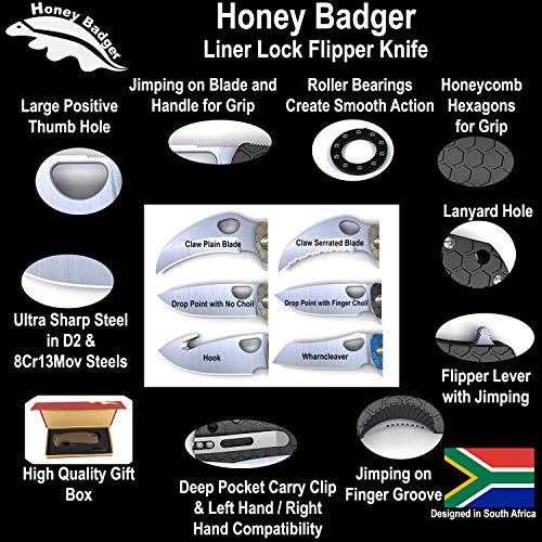 Honey Badger Leaf Pocket Knife for Men and Women - Folding Pocket Knife with Clip, Mini Folding Knife, Multitool Knife, Outdoor Camping Knife, Small Pocket Knife, Lightweight Pocket Knife - Medium Tan