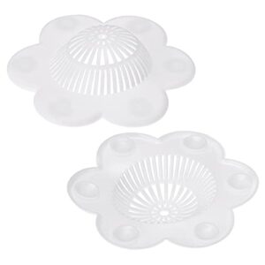 uxcell kitchen sink strainer, silicone sink disposal stopper flexible drain sieve hair catcher white 2pcs