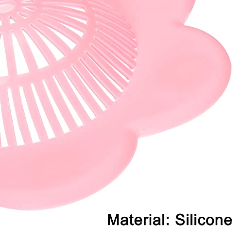 uxcell Kitchen Sink Strainer, Silicone Sink Disposal Stopper Flexible Drain Sieve Hair Catcher Pink 2pcs