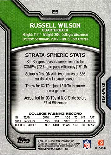 2012 Topps Strata Hobby Football #29 Russell Wilson Rookie Card