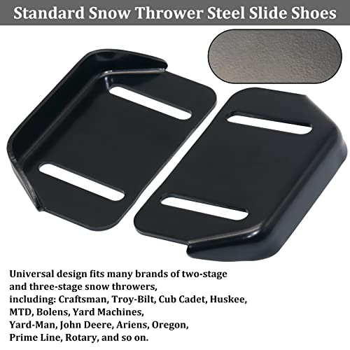 KOOTANS 1pair 784-5580 Snow Thrower Slide Plate Shoes Heavy Duty Metal Snow Blower Slide Skids Replace for MTD 784-5580-0637 Cub Cadet Yardman Troy Bilt Craftsman, for Stens 780-420 (Black)