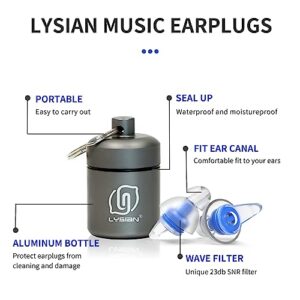 LYSIAN High Fidelity Concert Ear Plugs for Loud Music- Noise Cancelling Musicians Earplugs for Concert Music Festivals, Raves, Motorcycles,Drummers, DJS, 23dB, 2Pairs Value Pack