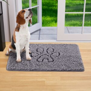 lifewit chenille indoor doormat traps mud and water, non slip low-profile rug doormats for muddy shoes and dog paws, machine washable doormat for pet entry, back door, mud room, 24 × 36 in, grey