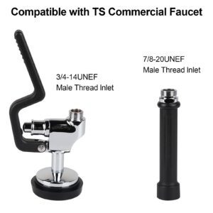 TCEUMIK Pre Rinse Spray Valve Commercial Sink Faucet Sprayer Head Dish Sprayer Nozzle with Handle Grip Assembly Replacement Kit of Restaurant Industrial Faucets 1.42 GPM High-Pressure Chrome Finished