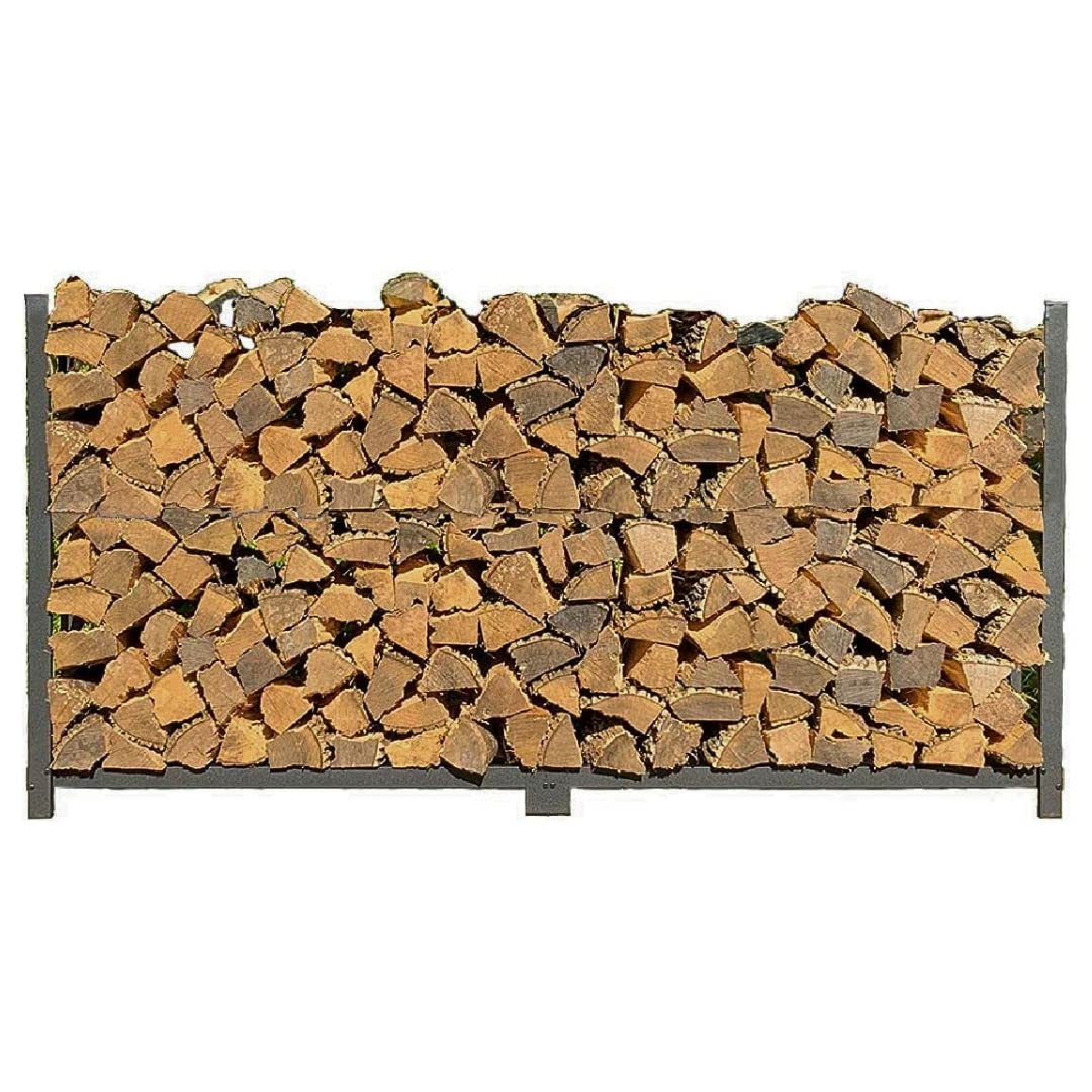 Woodhaven 8 Foot 1/2 Cord Firewood Log Rack With No Cover - Made In USA - Outdoor Use Lifetime Structural Warranty - Black Texture Powder Coat Finish - Made With Heavy Duty Steel (No Cover)