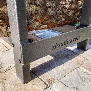 Woodhaven 8 Foot 1/2 Cord Firewood Log Rack With No Cover - Made In USA - Outdoor Use Lifetime Structural Warranty - Black Texture Powder Coat Finish - Made With Heavy Duty Steel (No Cover)