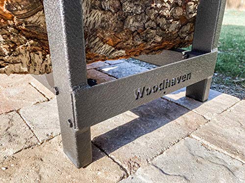 Woodhaven 8 Foot 1/2 Cord Firewood Log Rack With No Cover - Made In USA - Outdoor Use Lifetime Structural Warranty - Black Texture Powder Coat Finish - Made With Heavy Duty Steel (No Cover)