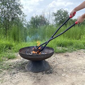 40" Fireplace Tongs Safely Move Firewood Grabber Tool Rustproof With Rubber Handle for Fire Pits Comfort Enjoy Bonfire and Campfire