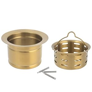 LQS Extended Sink Flange with Deep Basket Strainer, Deep Garbage Disposal Sink Flange for Kitchen Sink, Fit for 3-1/2 Inch Standard Sink Drain Hole, Golden Deep Sink Flange