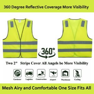 Lavori-AK Safety Vests 10 Pack - Yellow Reflective High Visibility Construction ANSI Class 2 Work Vests for Men,Woman,Hi Vis Mesh and Neon Silver Strip