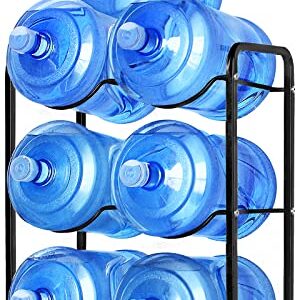 jolybebe 5 Gallon Water Jug Stand, 5 Gallon Water Jug Holder 3 Tier for 6 Bottles of 5-Gallon Water, Detachable Water Jug Organizer Floor Protection for Home Office Black