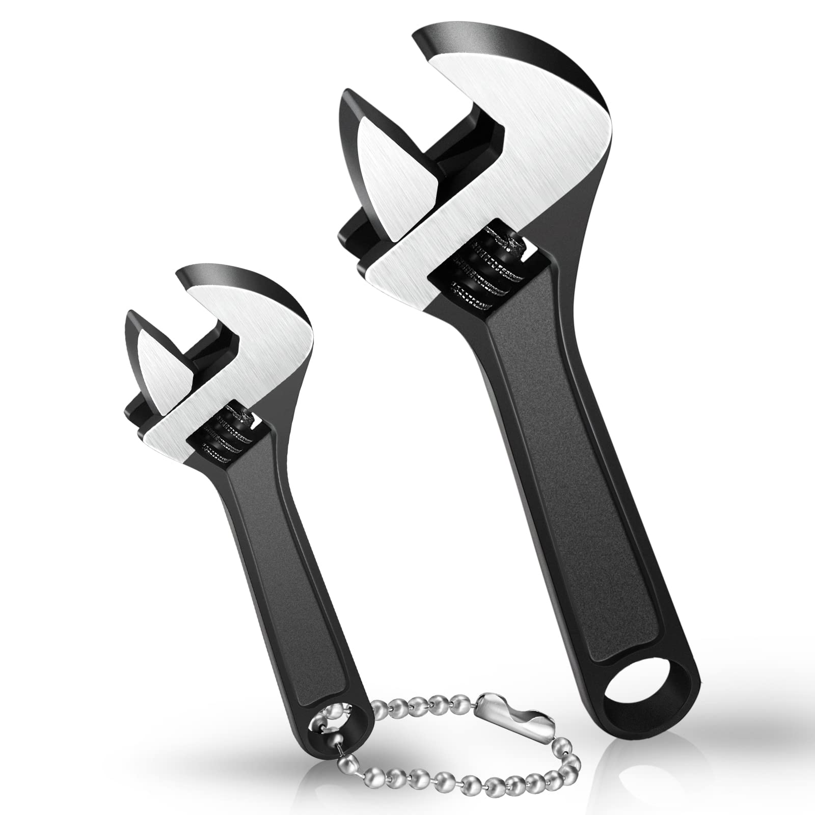 Chumia Adjustable Hand Wrench Black Spanner Wrench Size Adjustable Spanner Hand Knurl Tool Adjustable Wrench Wide Wrench Repair Hand Tool (2 Pieces,2.5 Inch, 4 Inch)