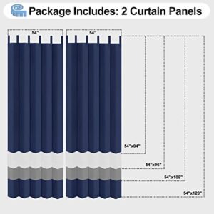 OutdoorLines Waterproof Outdoor Curtains for Patio - Windproof Tab Top Gazebo Curtain Panels - Privacy Sun Blocking Outside Curtain Set for Porch, Pergola and Cabana 54 x 96 inch, Navy Blue, 2 Panels